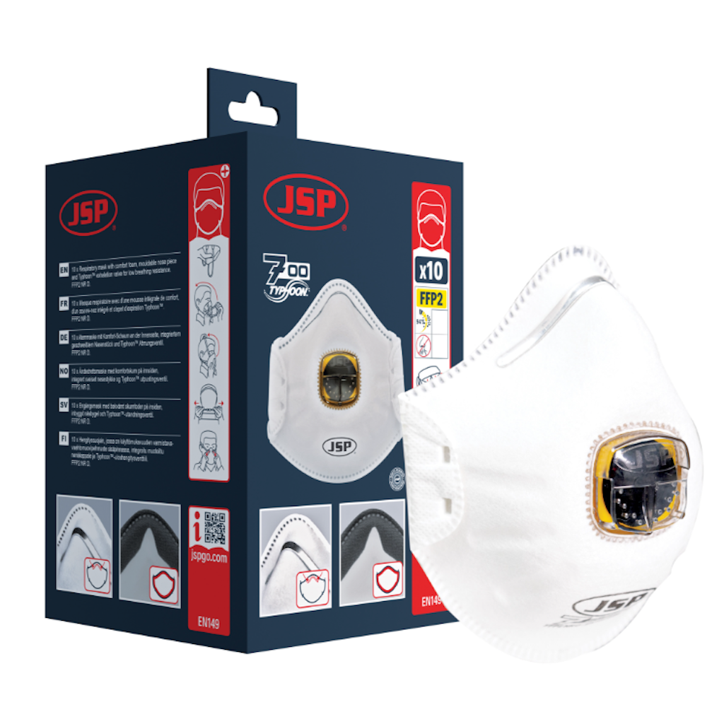 TYPHOON MOULDED MASK FFP2 VALVED- (725)- BOX OF 10 | Eurox – Workwear PPE. and Safety Solutions